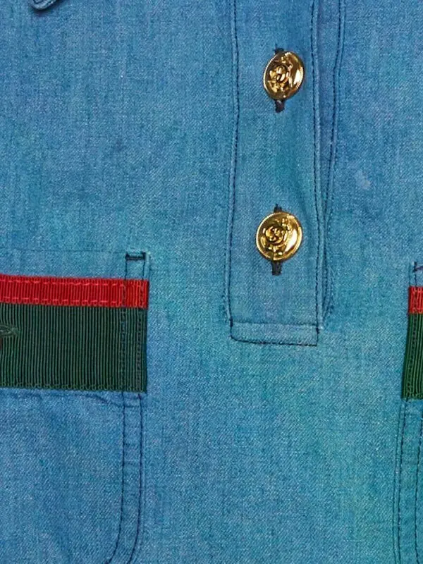 Gucci Denim Shirt Dress With Web Trim