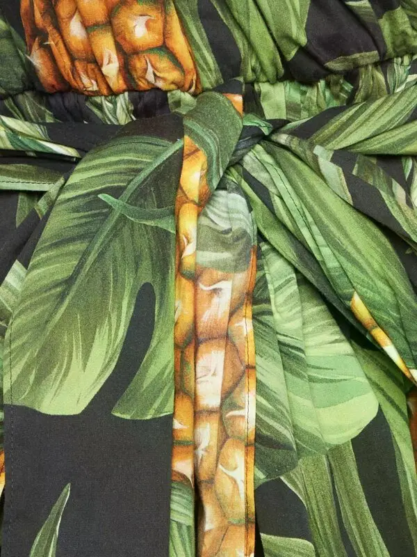 Dolce & Gabbana Tropical Print Tie-waist Maxi Dress