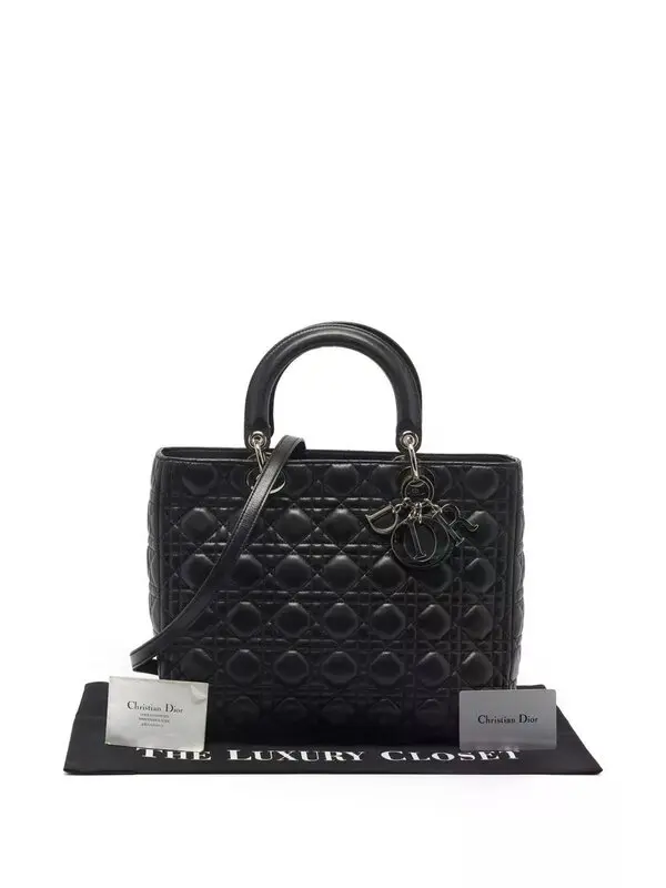 Dior Lady Cannage Tote Bag - Black