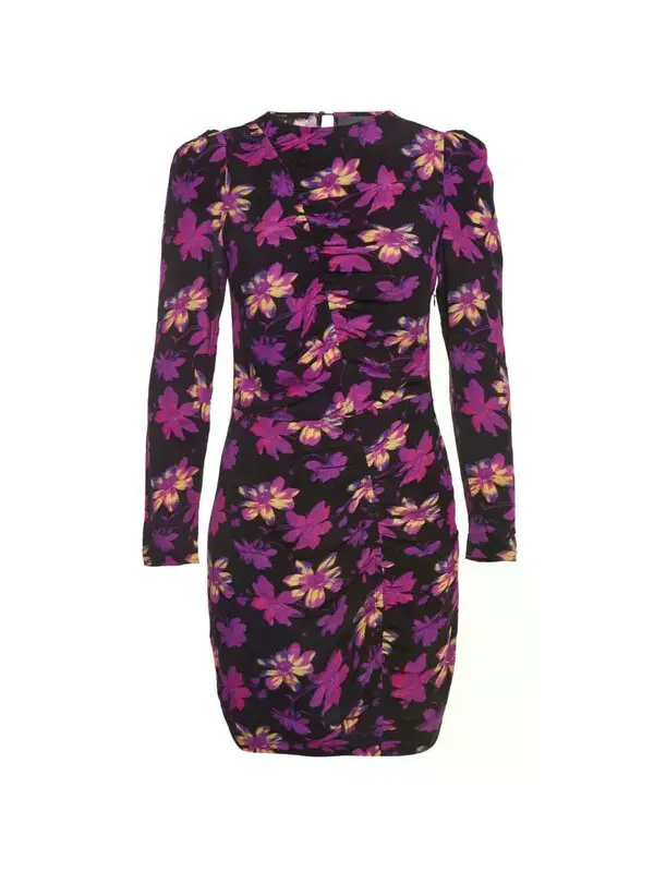 Maje Mini Floral-print Ruched Dress