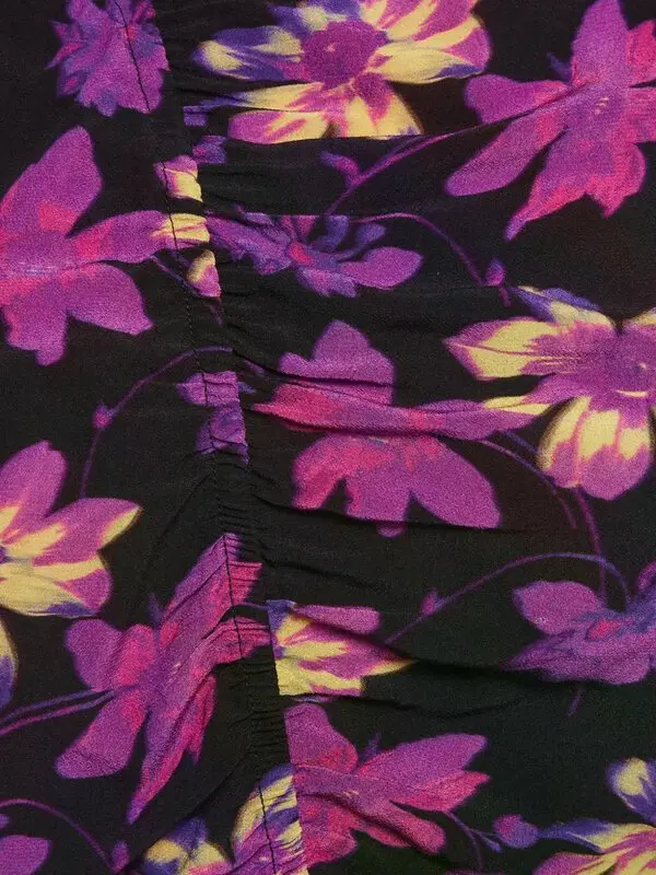 Maje Mini Floral-print Ruched Dress