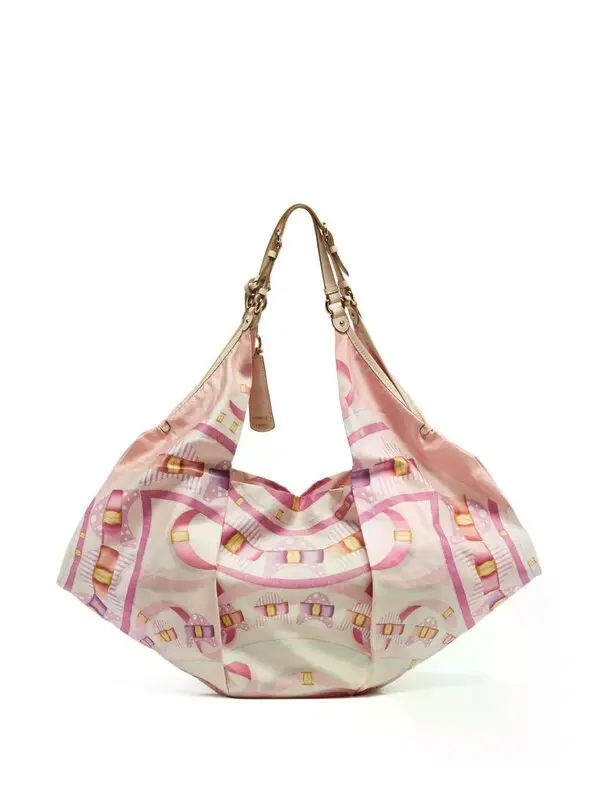 FERRAGAMO Pleated Bow-print Hobo Bag