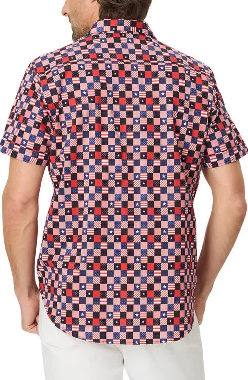 Robert Graham Stars Aligned Short Sleeve Stretch Cotton Button-up Shirt