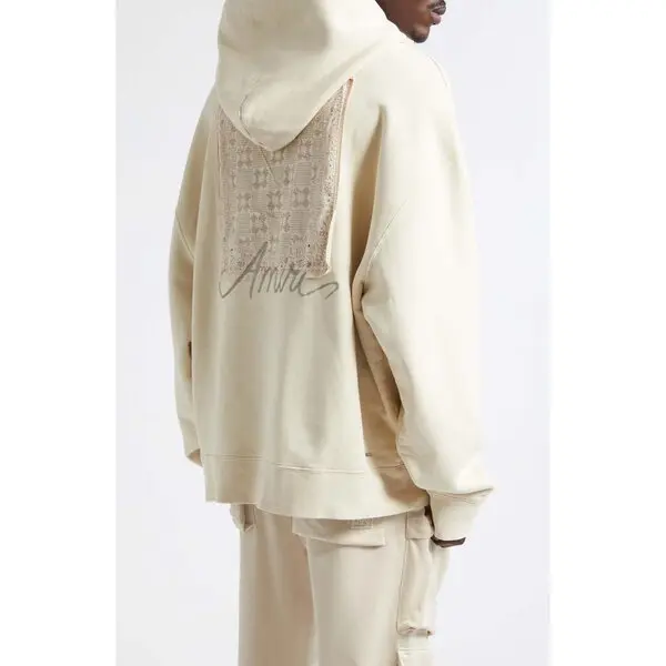 Amiri Oversize Ma Check Patch Appliqué Hoodie - Alabaster
