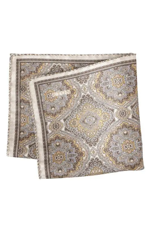 Eton Two Face Silk Pocket Square - Light Beige