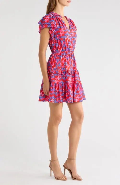 SUGARLIPS Print Ruffle Trim Tiered Babydoll Minidress