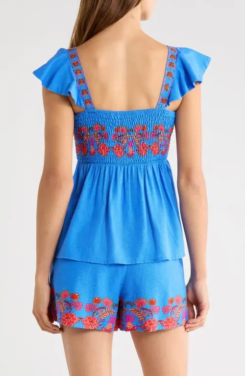 SUGARLIPS Isela Smocked Flutter Sleeve Top