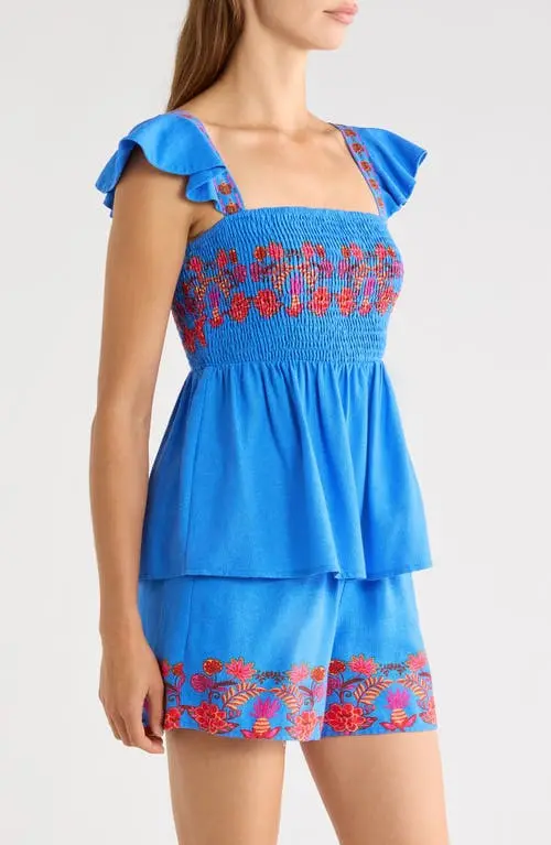 SUGARLIPS Isela Smocked Flutter Sleeve Top