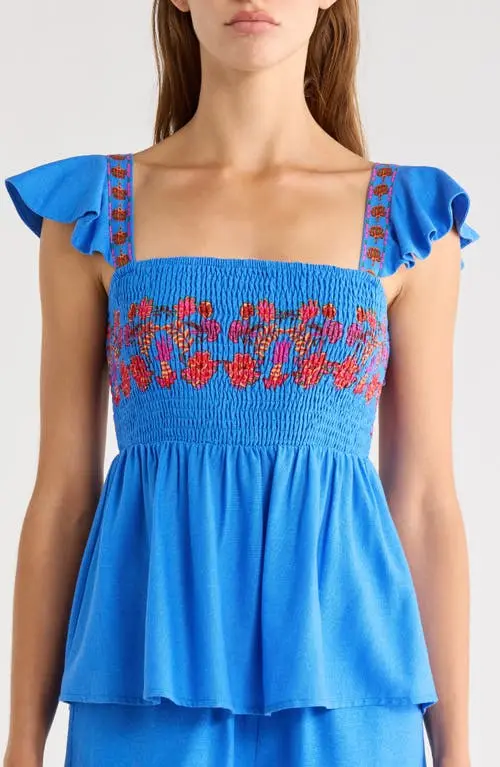 SUGARLIPS Isela Smocked Flutter Sleeve Top