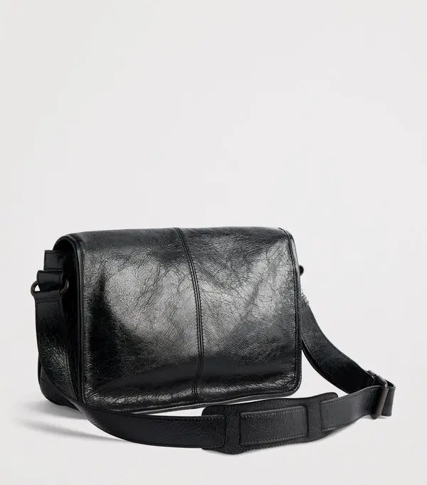 Balenciaga Crinkled Calfskin Le City Messenger Bag - Black