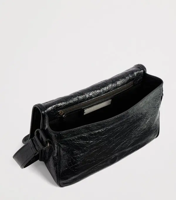 Balenciaga Crinkled Calfskin Le City Messenger Bag - Black