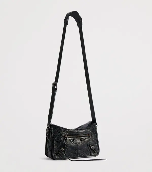 Balenciaga Crinkled Calfskin Le City Messenger Bag - Black