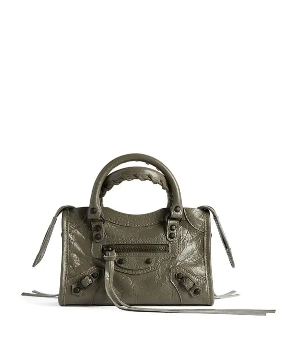 Balenciaga Crinkled Lambskin Nano Le City Top-handle Bag - Green