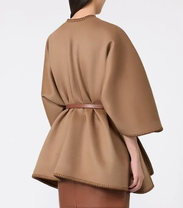 Max Mara Virgin Wool Logo Cape And Belt