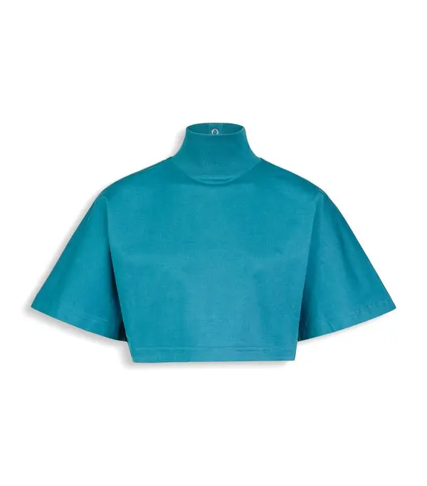 Alaïa Cotton Cropped T-shirt - Blue