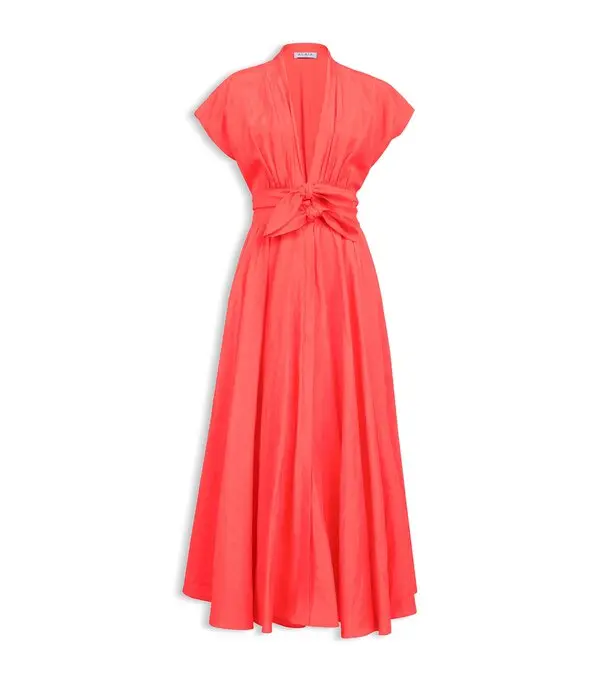 Alaïa Linen-blend Knot Midi Dress