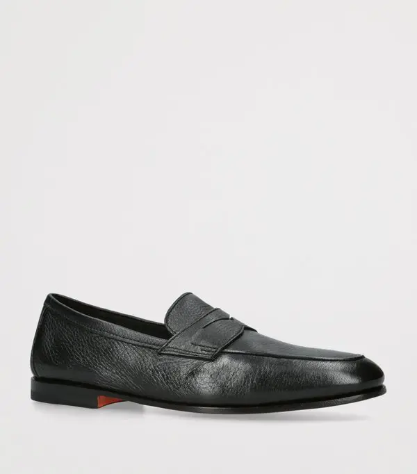 Santoni Grained Leather Carlo Loafers