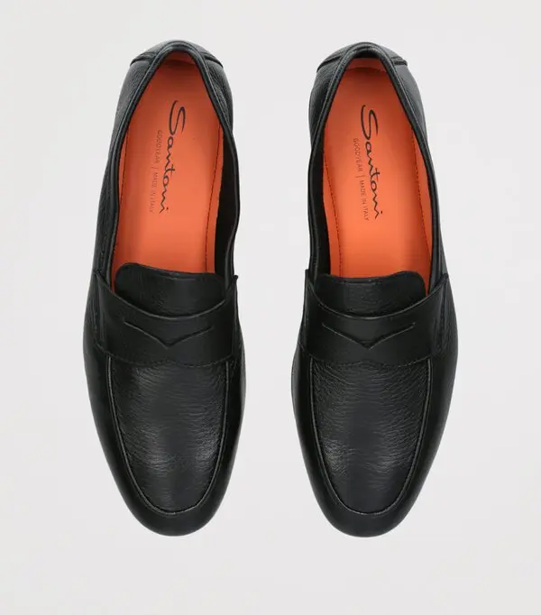 Santoni Grained Leather Carlo Loafers