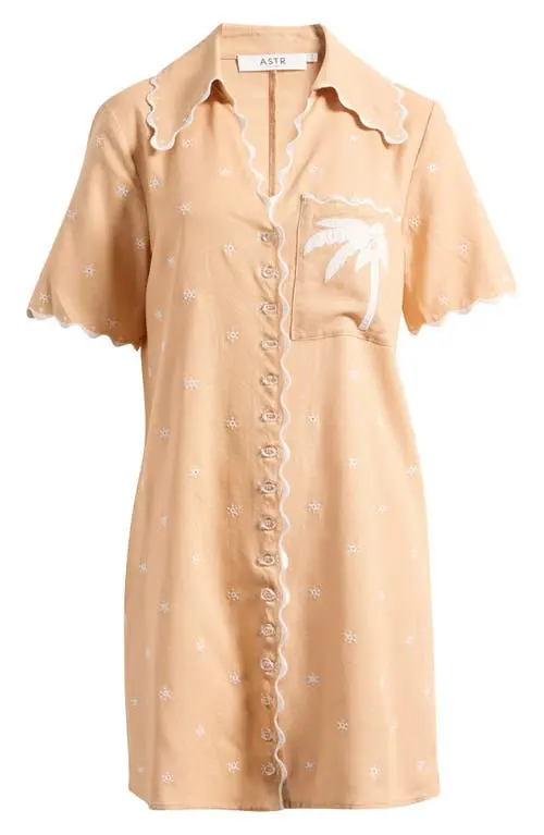 Astr The Label Noelle Scallop Trim Shirtdress