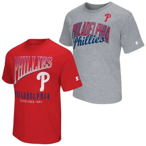 STARTER Heather Gray Philadelphia Phillies Two-pack T-shirt Set - Red