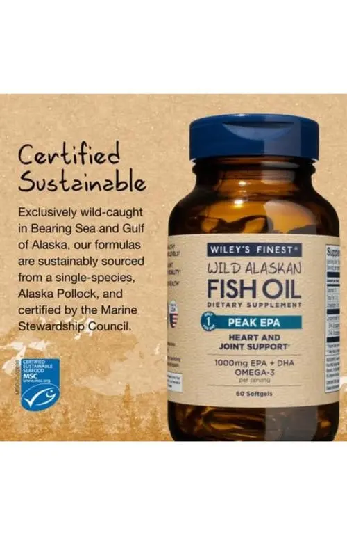 WILEY'S FINEST Peak Epa Omega-3 Softgels For Joint Health Support 60 Softgels