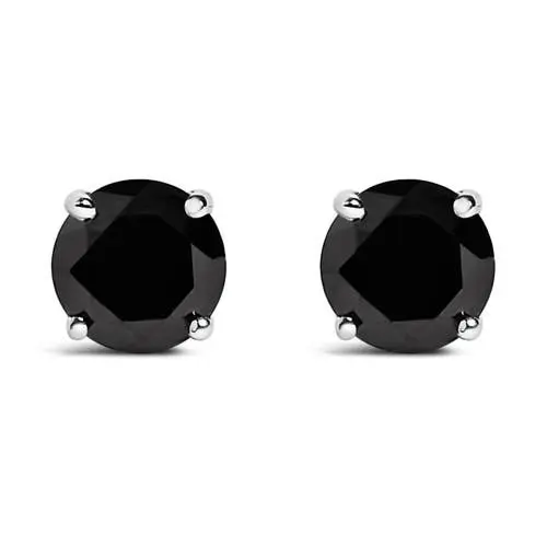 HAUS OF BRILLIANCE 925 Sterling 3/4 Cttw Black Diamond Solitaire Stud Earrings - Silver