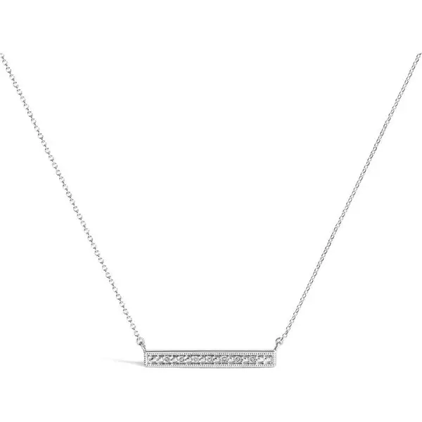 HAUS OF BRILLIANCE Sterling Diamond Accent Milgrain Bar Pendant Necklace - Silver