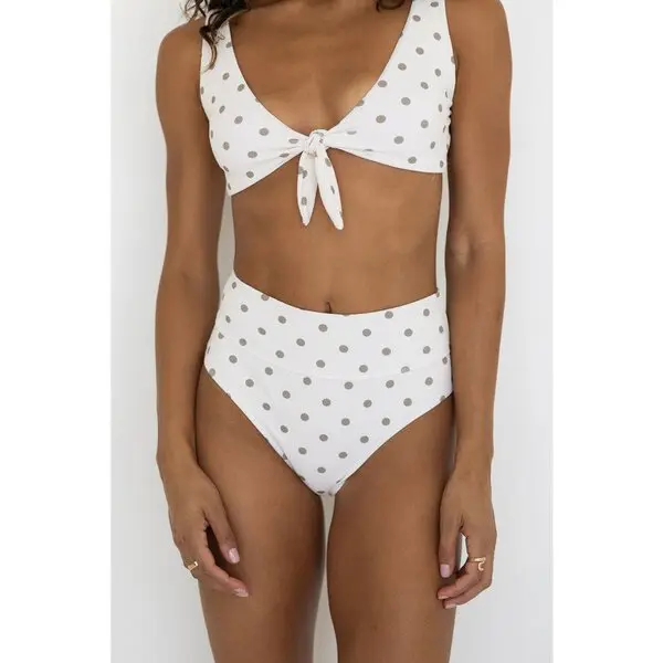 Geode Swimwear Eleanor High Waisted Bikini Bottoms - White