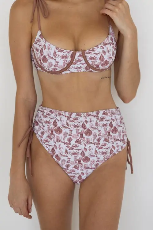 Geode Swimwear Marina High Waisted Bottoms - Red