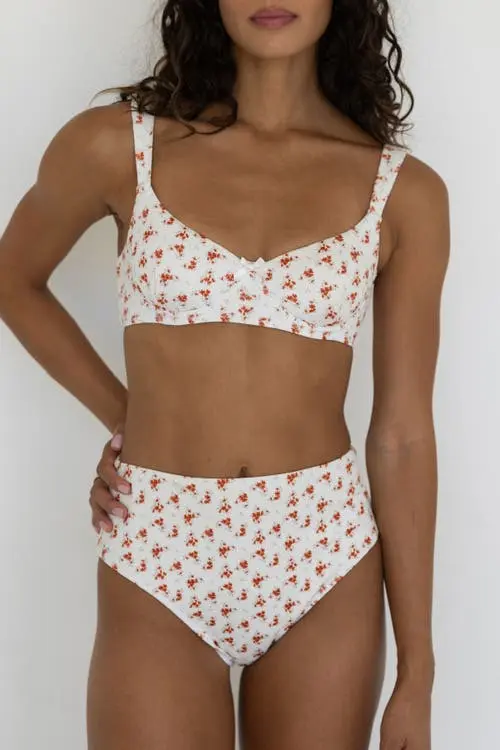 Geode Swimwear Cobalt High Neck Floral Print Tankini Top - Blue