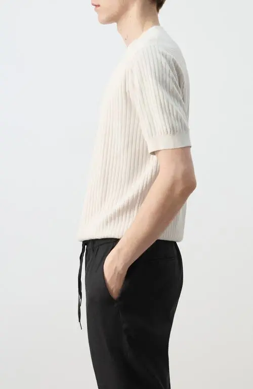 Mango Short Sleeve Cotton & Modal Rib Top