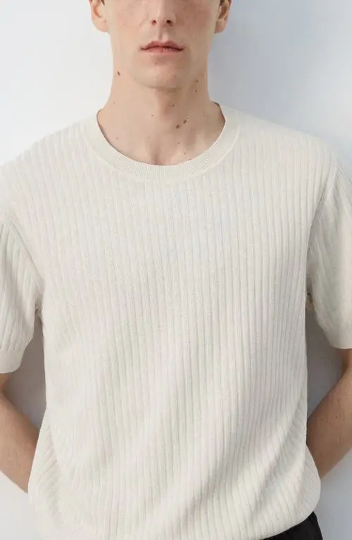 Mango Short Sleeve Cotton & Modal Rib Top