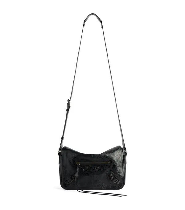 Balenciaga Crinkled Calfskin Le City Messenger Bag - Black