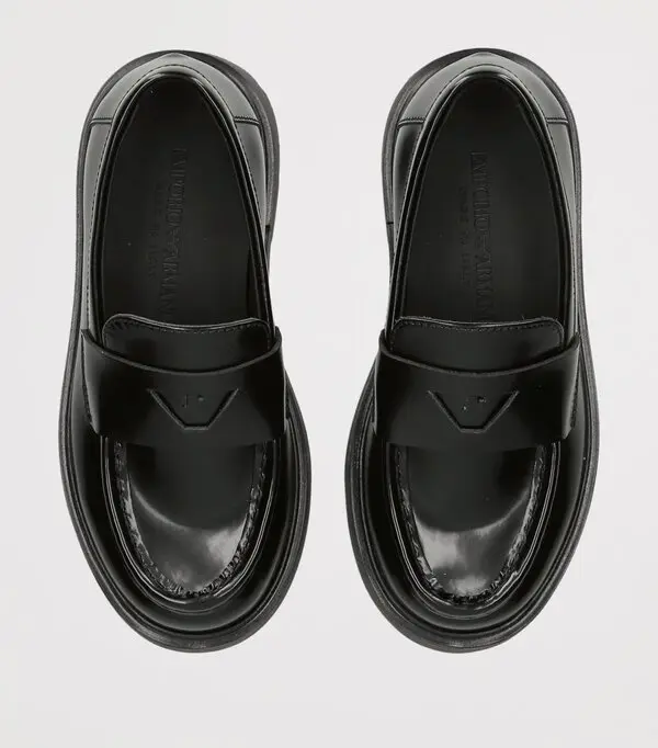 Giorgio Armani Patent Leather Loafers With Embossed Logo