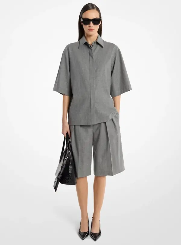 Michael Kors Stretch Wool Camp Shirt