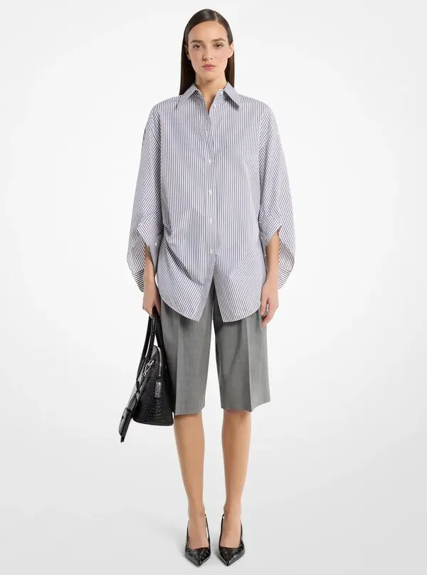 Michael Kors Keegan Striped Cotton Poplin Shirt