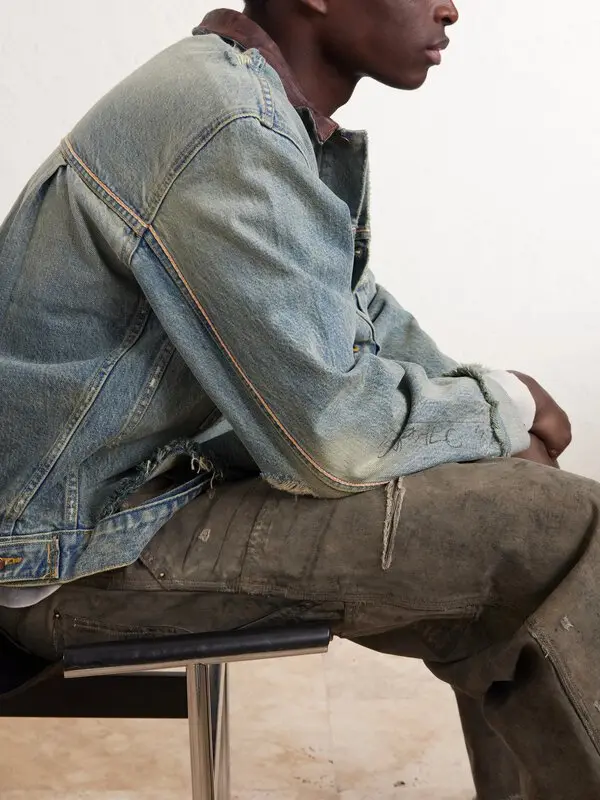 PALY HOLLYWOOD Buffalo 66' Distressed Denim Jacket - Blue