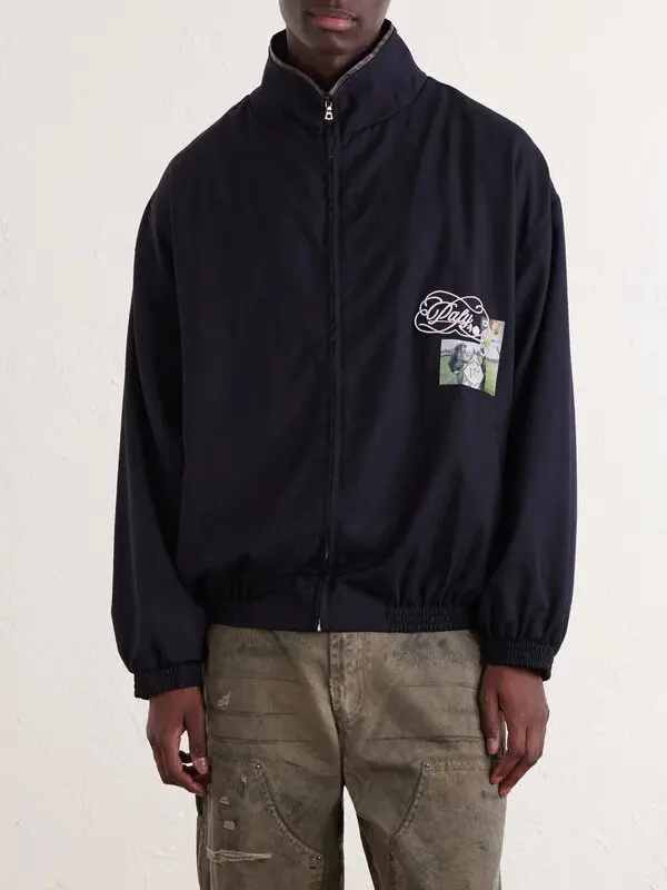 PALY HOLLYWOOD Embroidered Printed Wool-blend Zip-up Track Jacket