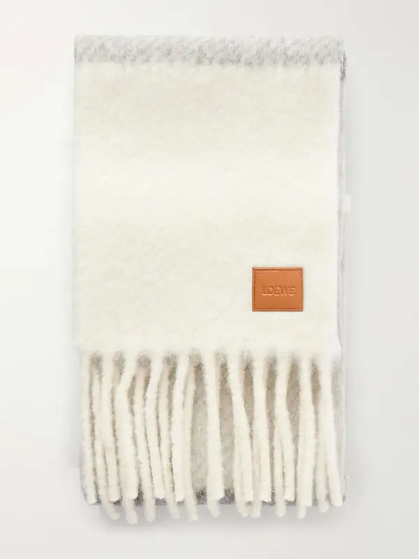 Loewe Fringed Striped Alpaca-blend Scarf