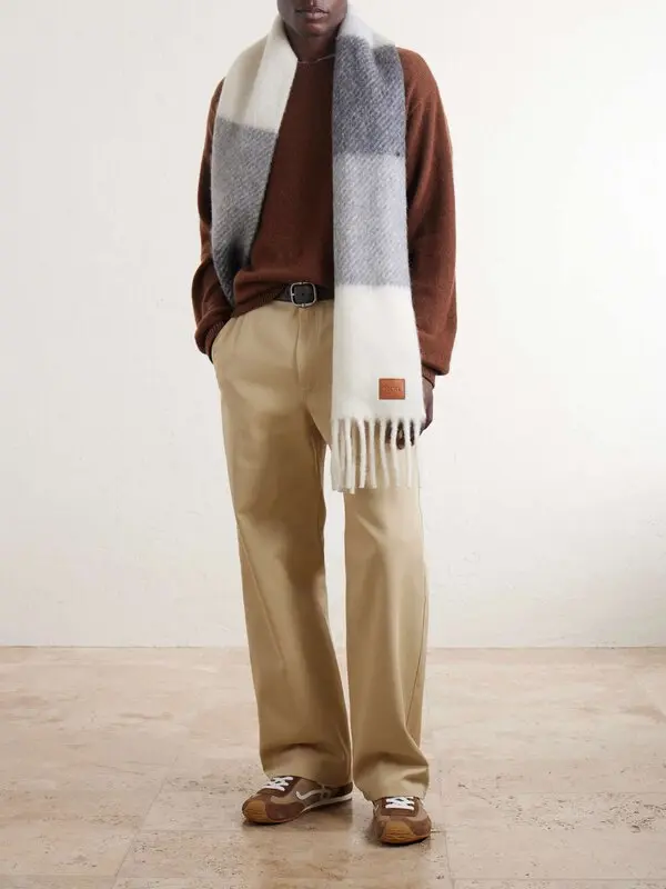 Loewe Fringed Striped Alpaca-blend Scarf