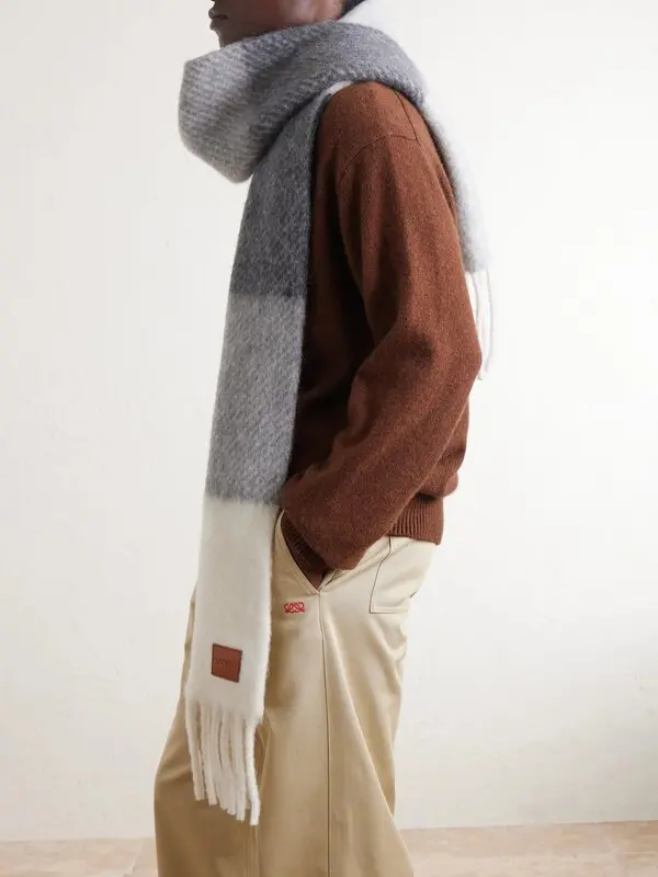 Loewe Fringed Striped Alpaca-blend Scarf
