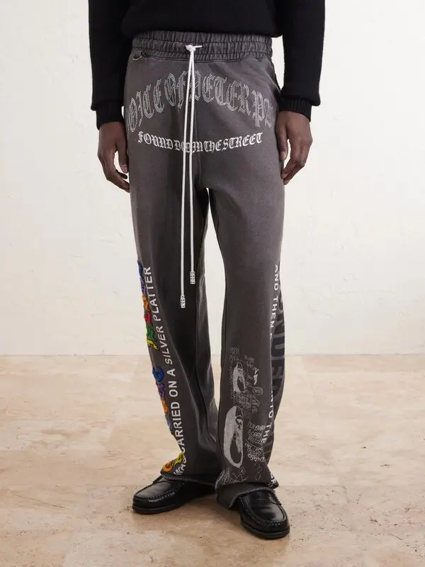 PALY HOLLYWOOD Bobby Driscoll Embellished Printed Cotton-fleece Sweatpants