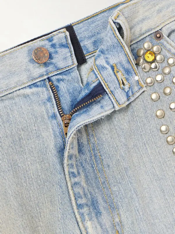 PALY HOLLYWOOD Straight-leg Distressed Studded Jeans