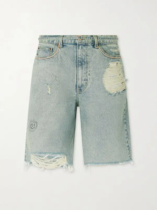 PALY HOLLYWOOD Good Good Times Distressed Denim Shorts