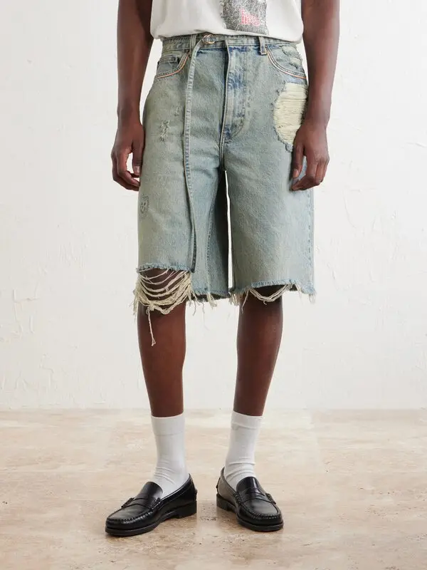 PALY HOLLYWOOD Good Good Times Distressed Denim Shorts