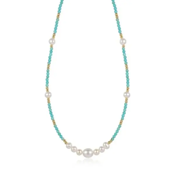 ANGEL BAROCCO Freshwater Pearl Turquoise Beaded Necklace - Green