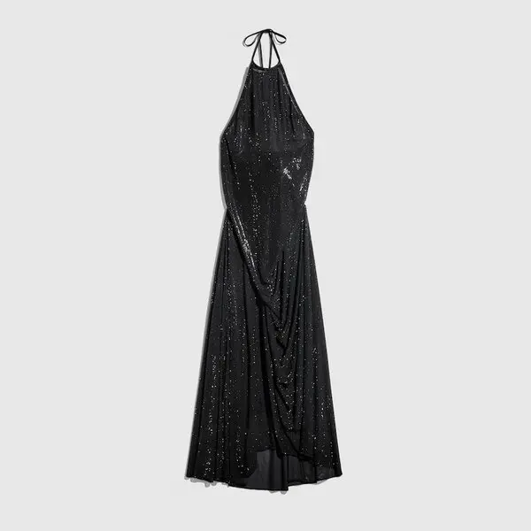 Gucci Embroidered Silk Stretch Chiffon Long Dress
