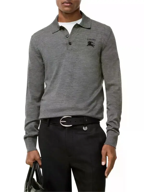 Burberry Long-sleeve Knight Wool Polo Shirt