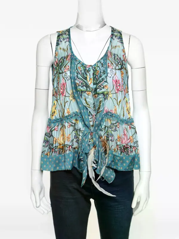 Roberto Cavalli Silk Floral Print Top
