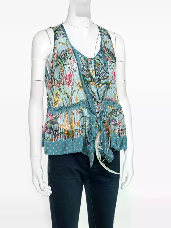 Roberto Cavalli Silk Floral Print Top